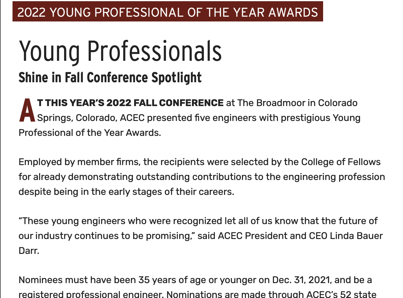 Winter 20222022 Young Professionals Shine in Fall Conference Spotlight
