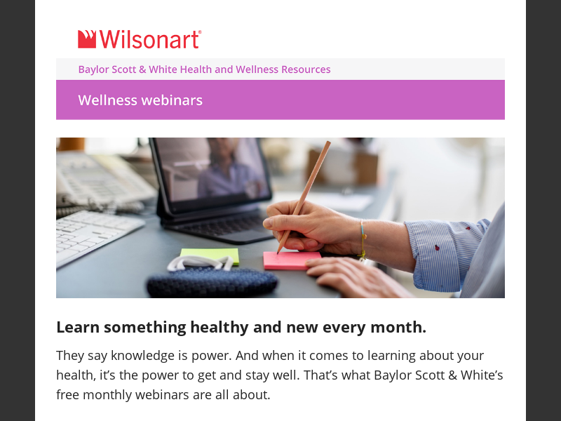 Wilsonart - Health & Wellness Resources Go-To GuideWellness webinars