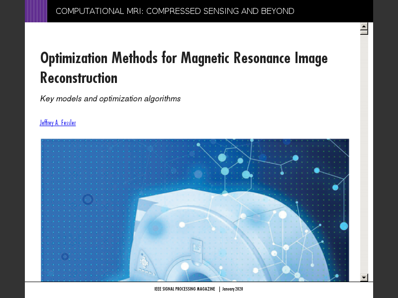 IEEE Signal Processing Magazine, January 2020Optimization Methods for Magnetic Resonance Image ...