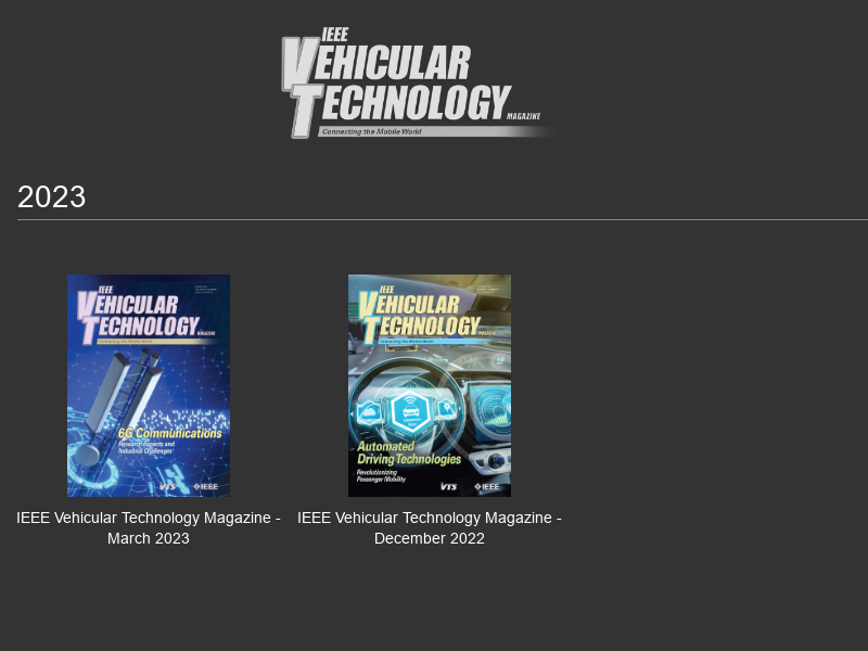IEEE Vehicular Technology Magazine - March 2023Archives