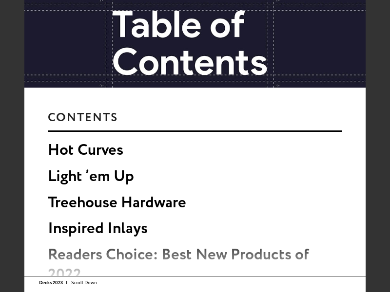 Decks 2023Table of Contents