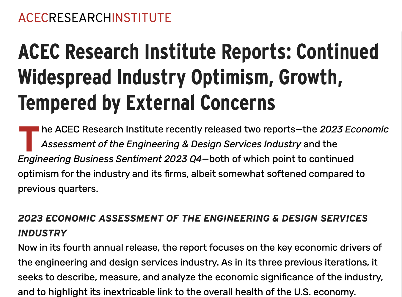 Issue Four 2023ACEC Research Institute Releases Two Reports