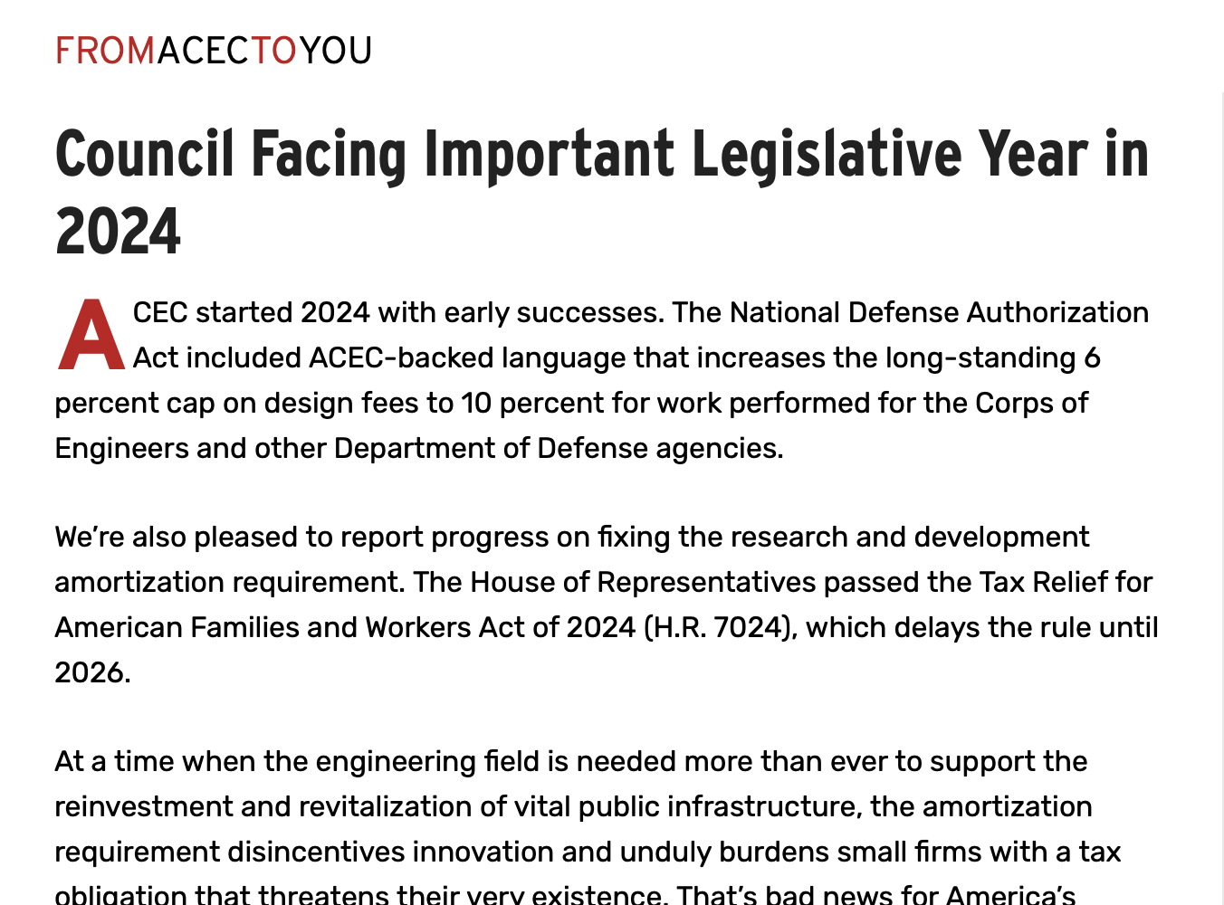 Issue One 2024From ACEC to You