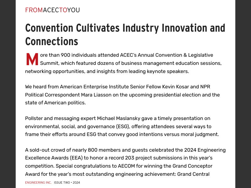 Issue Two 2024From ACEC to You