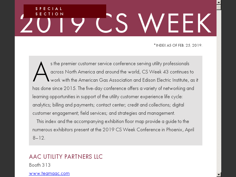 American Gas - April 20192019 CS Week Exhibitor Index