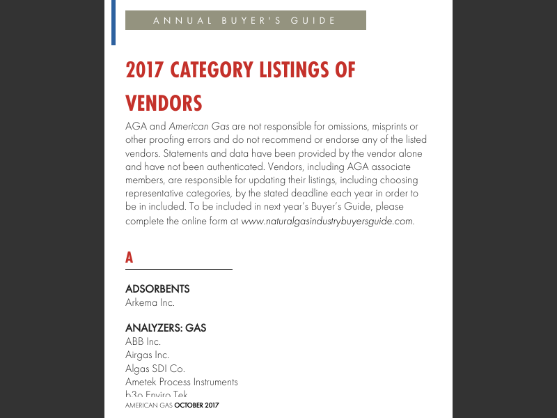 American Gas - October 20172017 Category Listings of Vendors