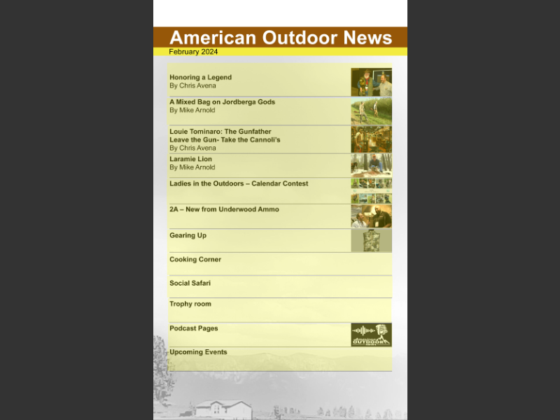February 2024American Outdoor News Table of Contents