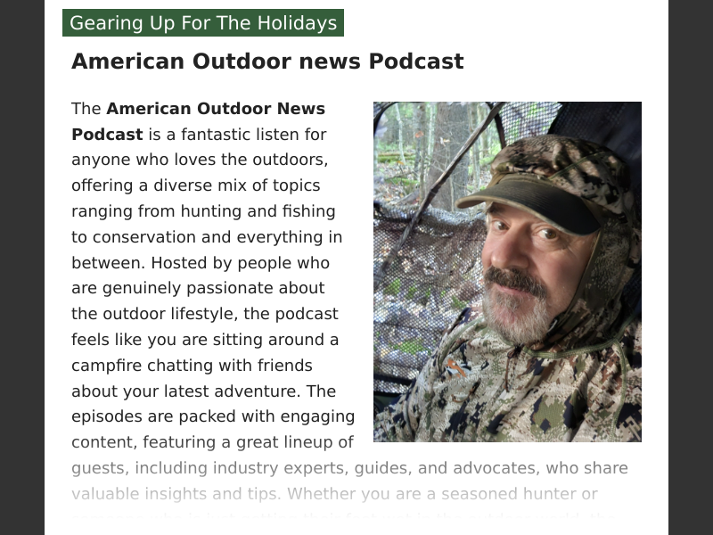 Holiday Edition 2024American Outdoor News Podcast - Gearin Up for the ...