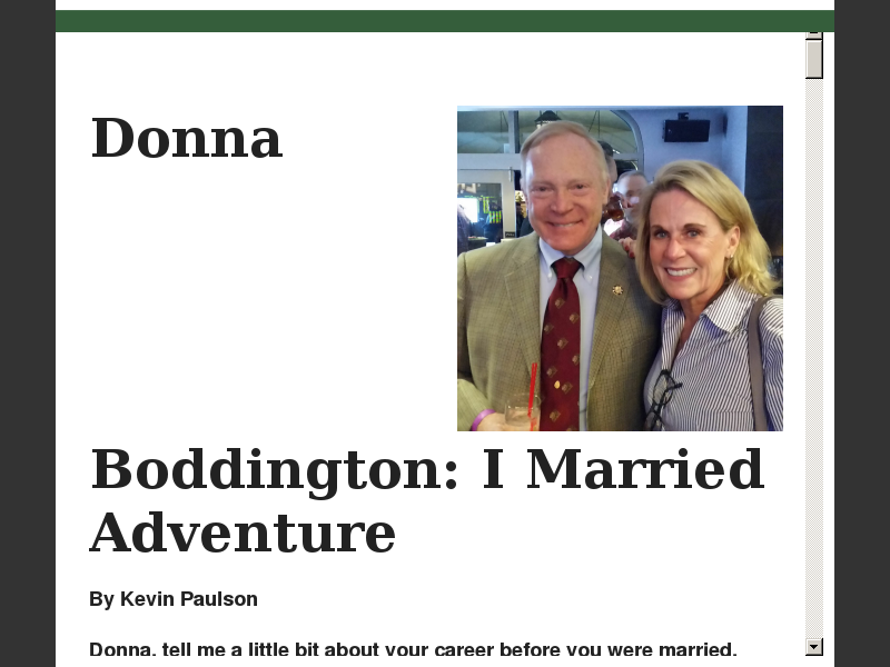 Spring 2018Donna Boddington: I Married Adventure
