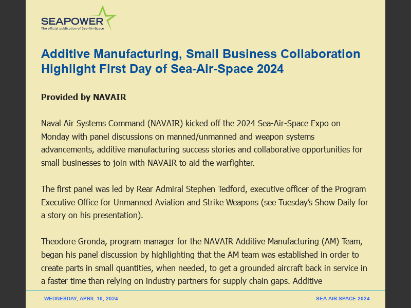 Seapower at Sea Air Space Wednesday 2024NAVAIR