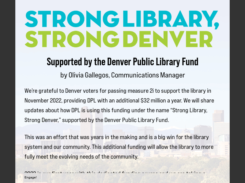 April 2023Strong Library, Strong Denver