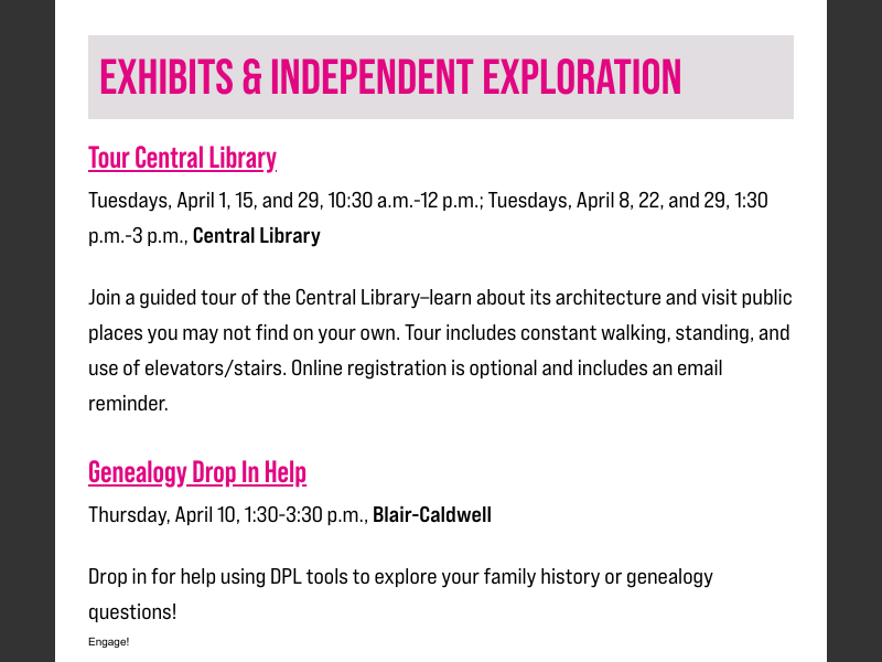 April 2025Exhibits & Independent Exploration