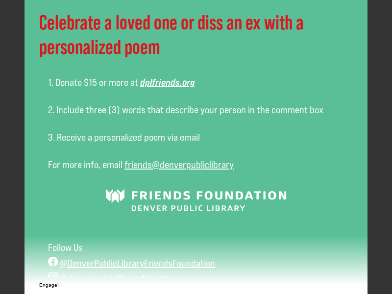 February 2022Celebrate a loved one or diss an ex with a personalized poem