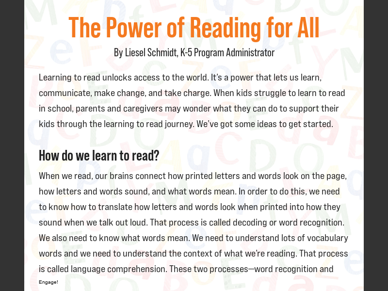 March 2023The Power of Reading for All