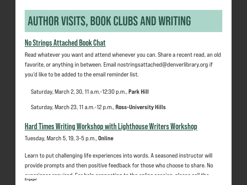 March 2024Author Visits, Book Clubs and Writing