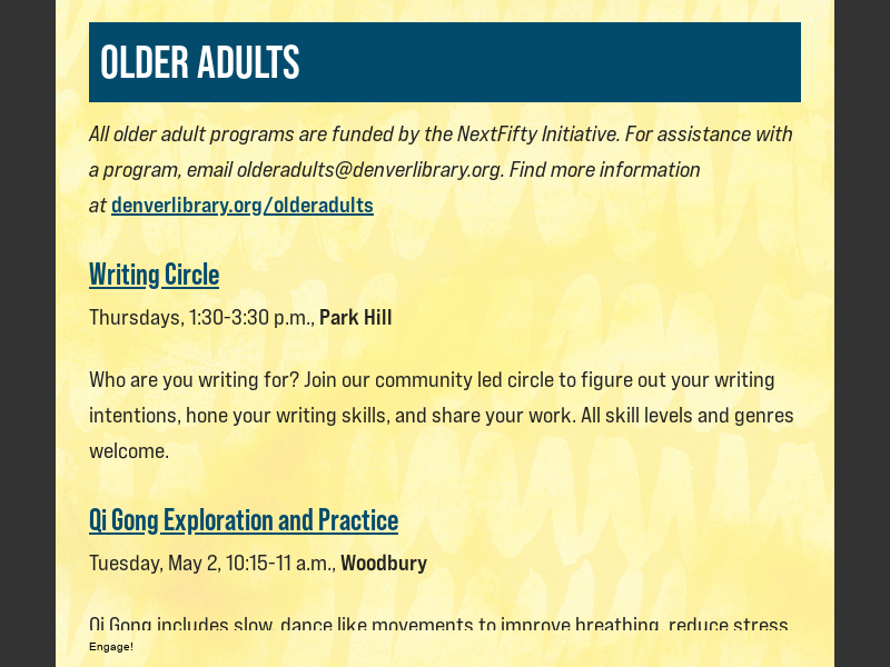 May 2023Older Adults Ongoing Programs