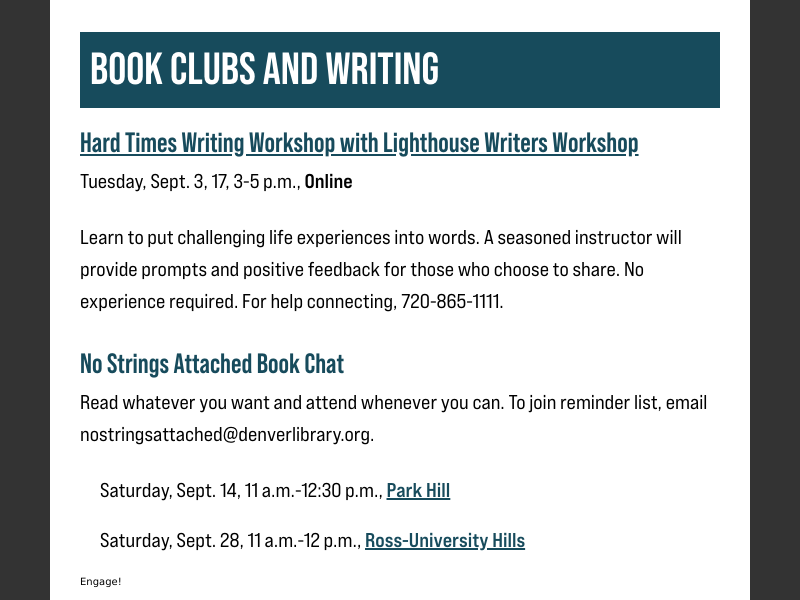 September 2024Book Clubs and Writing