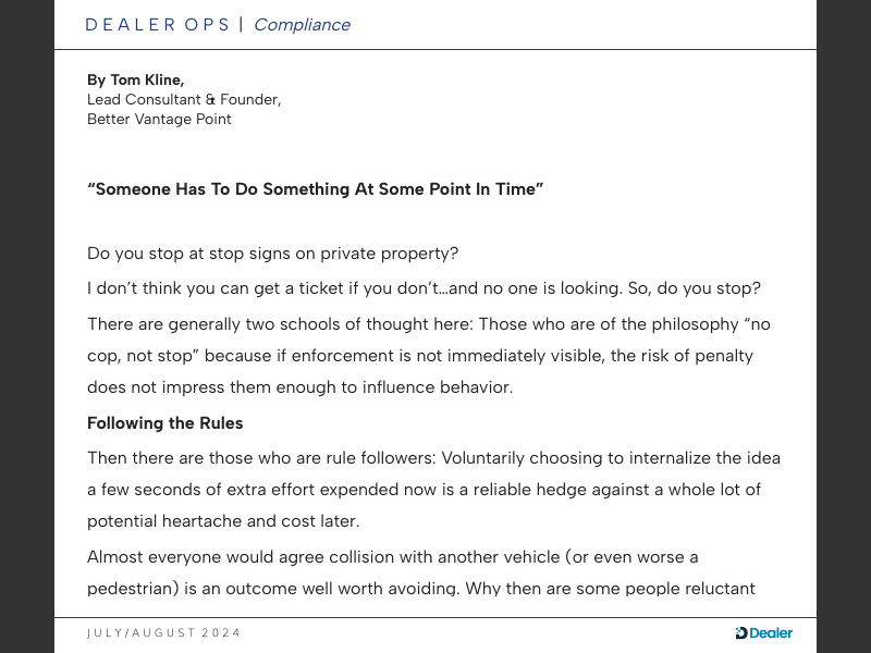 July/August Issue of Dealer Magazine 2024“Someone Has To Do Something ...