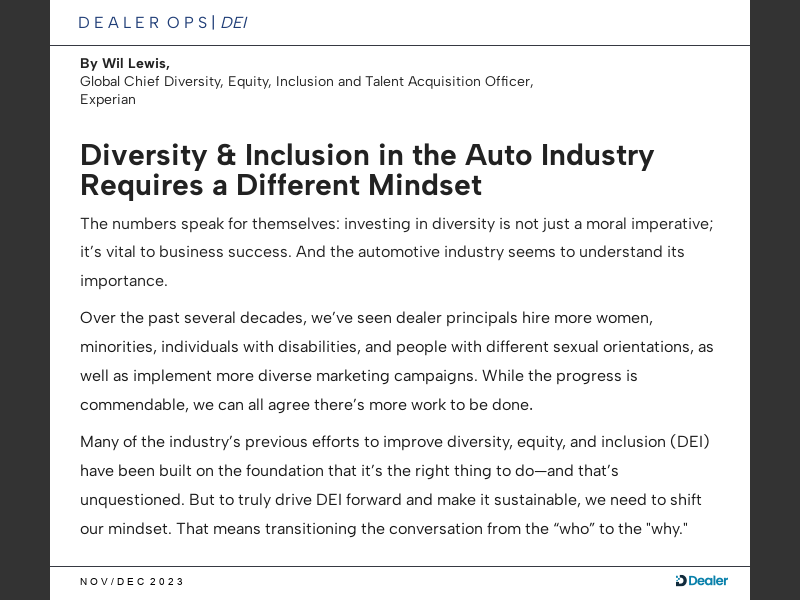 Nov/Dec 2023 Issue of Dealer MagazineDiversity & Inclusion in the Auto ...