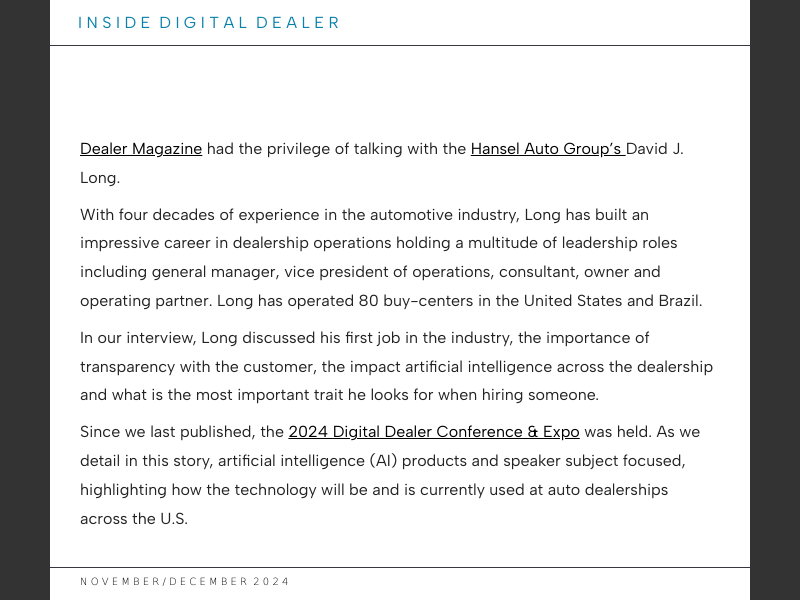Nov/Dec issue of Dealer Magazine 2024DD Commentary