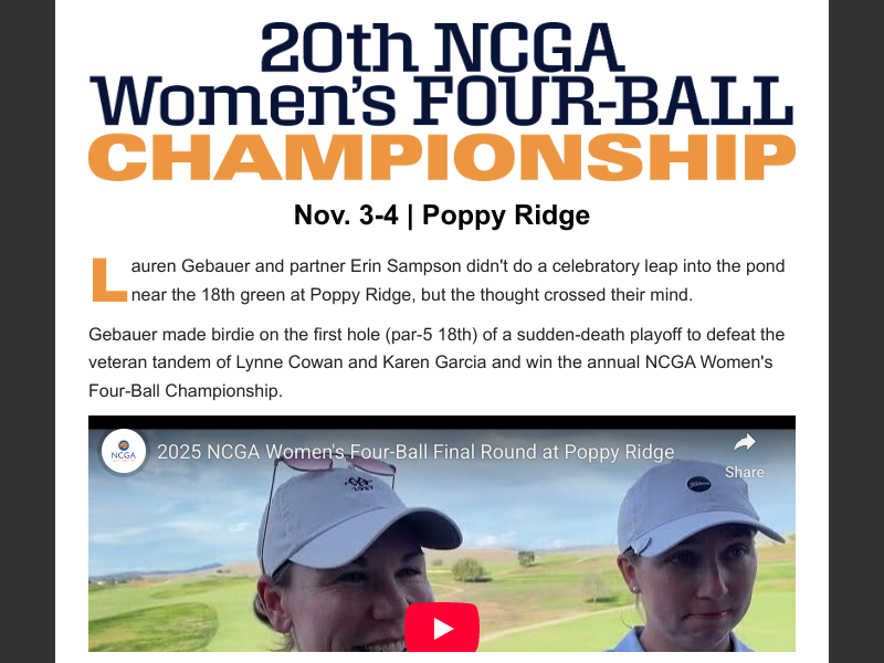 November 2025Tournament Central - NCGA Women's Four-Ball Championship