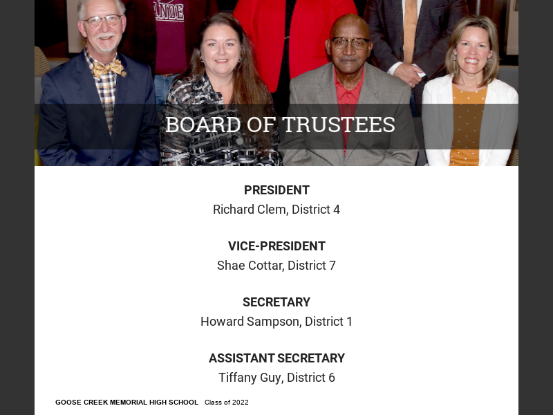 2022 GCM Graduation ProgramBoard of Trustees