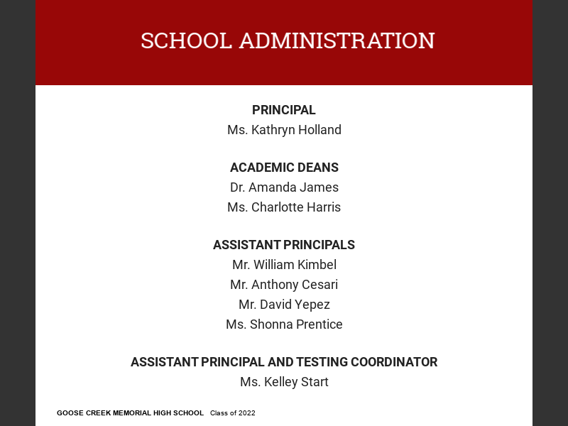 2022 GCM Graduation ProgramSchool Administration