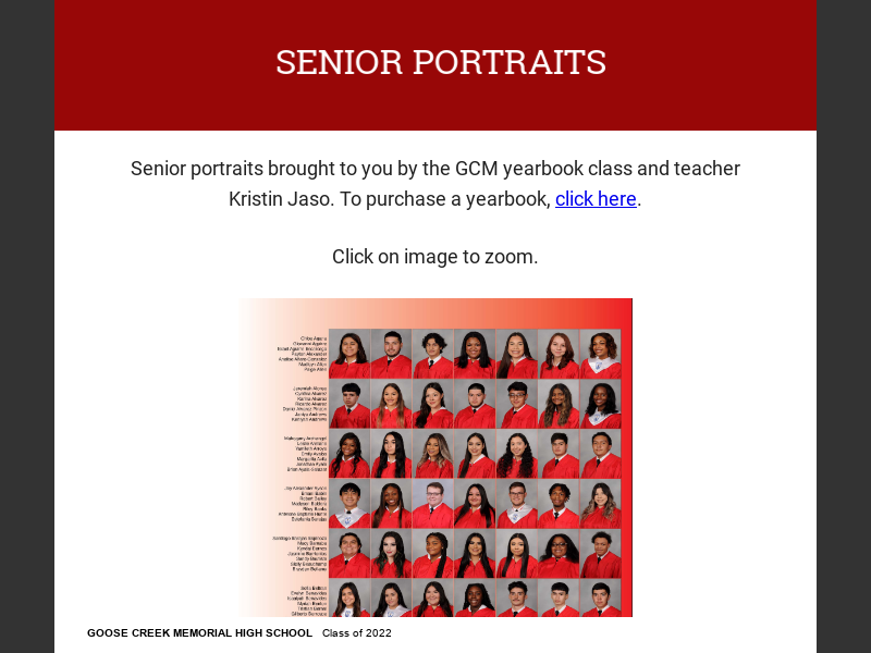 2022 GCM Graduation ProgramSenior Portraits