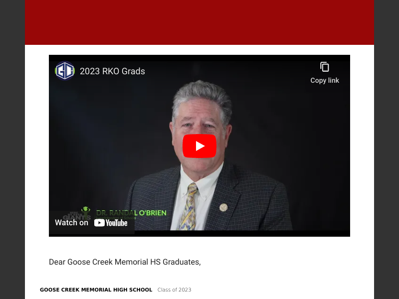 2023 GCM Graduation ProgramMessage from the Superintendent