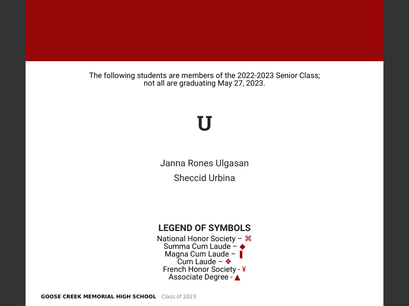 2023 GCM Graduation ProgramU