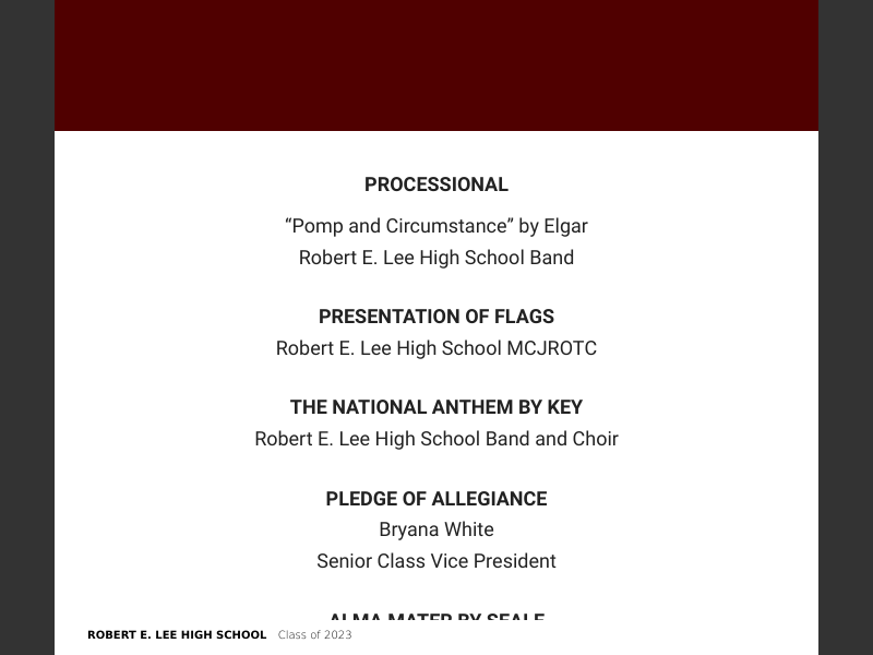 2023 REL Graduation ProgramOrder of Service