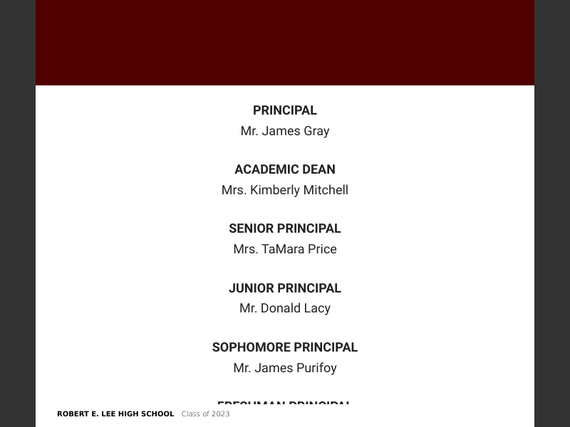 2023 REL Graduation ProgramSchool Administration