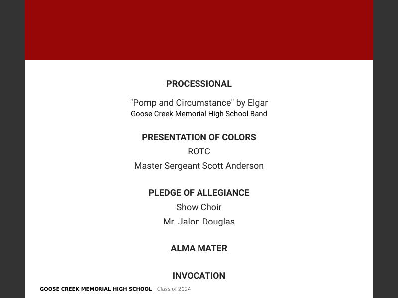 2024 GCM Graduation ProgramOrder of Service