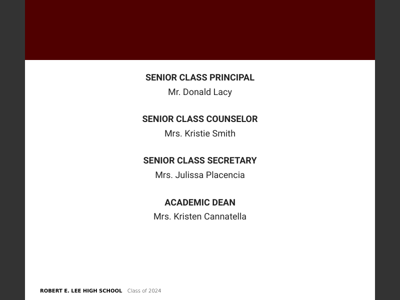 2024 REL Graduation ProgramSenior Advisors