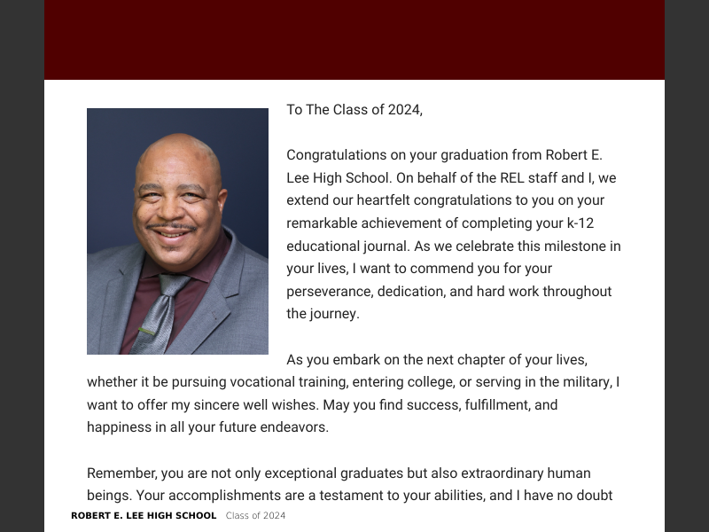 2024 REL Graduation ProgramMessage from the Principal