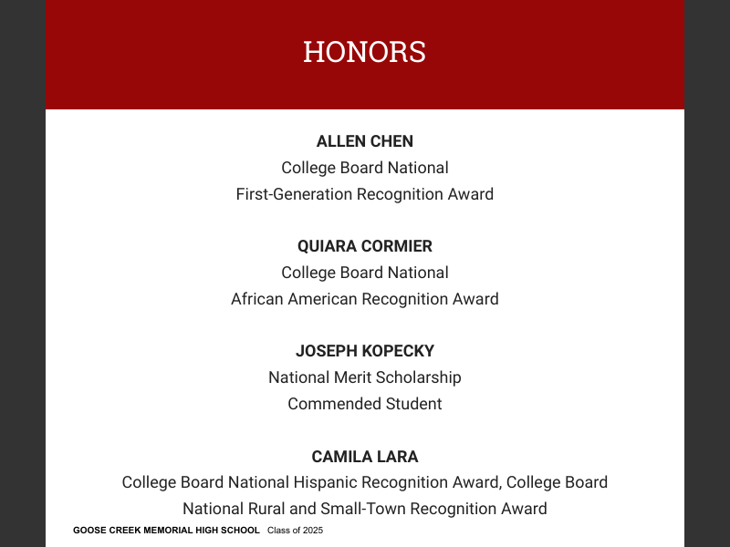 2025 GCM Graduation ProgramHonors