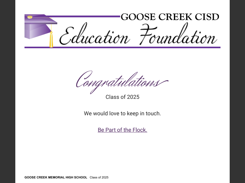 2025 GCM Graduation ProgramGCCISD Education Foundation
