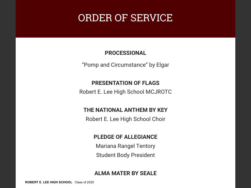 2025 REL Graduation ProgramOrder of Service