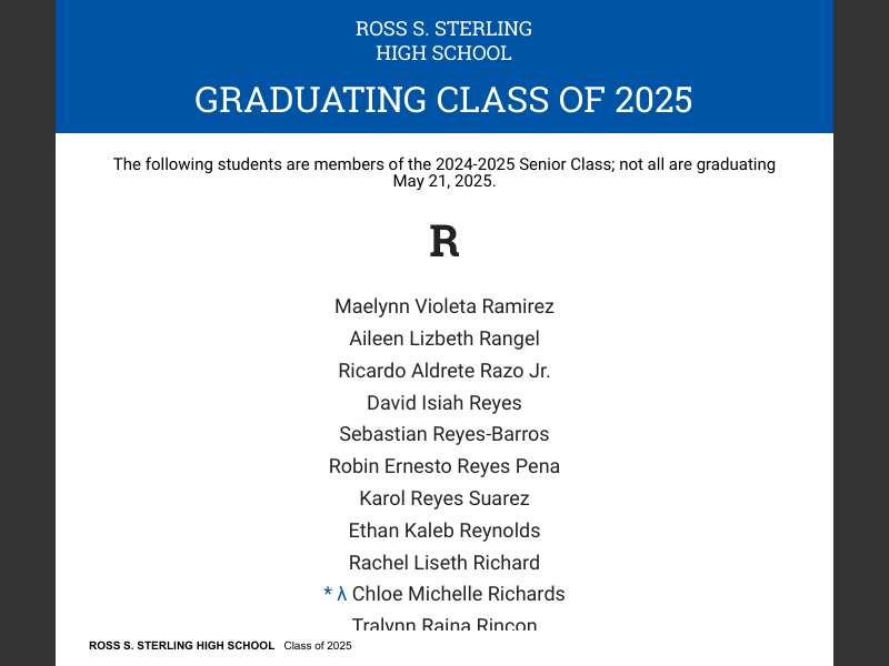 2025 RSS Graduation ProgramR