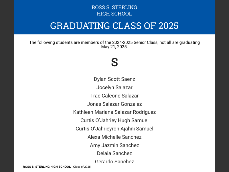 2025 RSS Graduation ProgramS