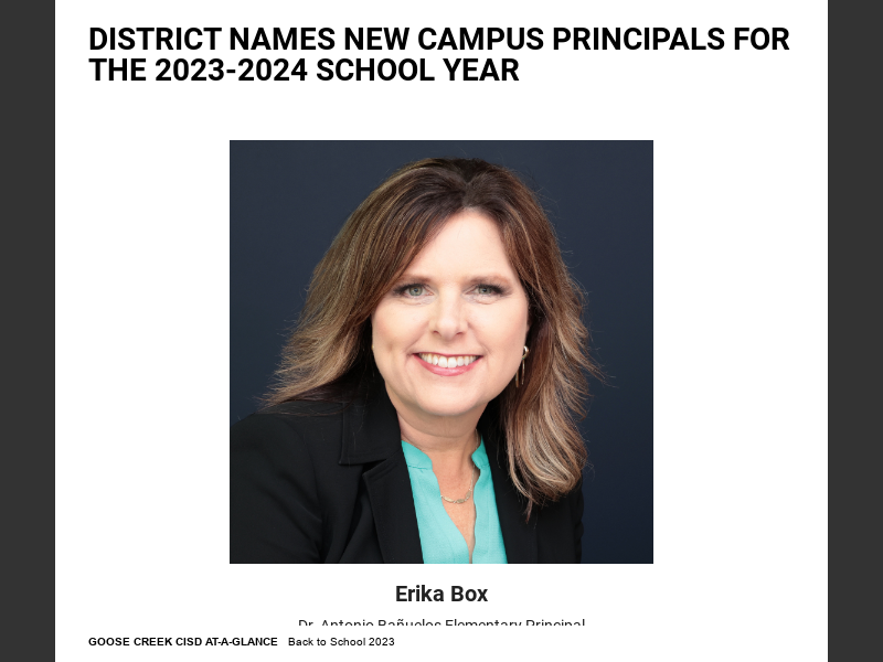 Back to School 2023New Principals