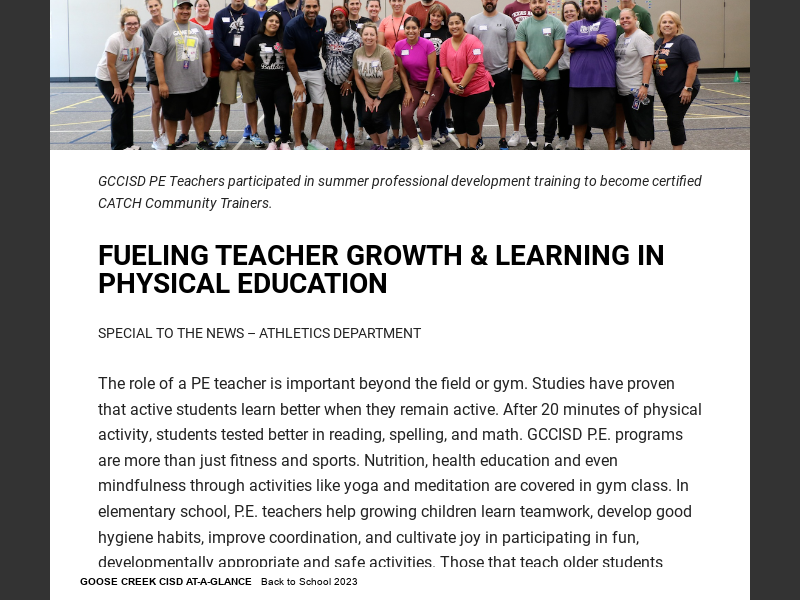 Back to School 2023Fueling Teacher Growth & Learning in PE