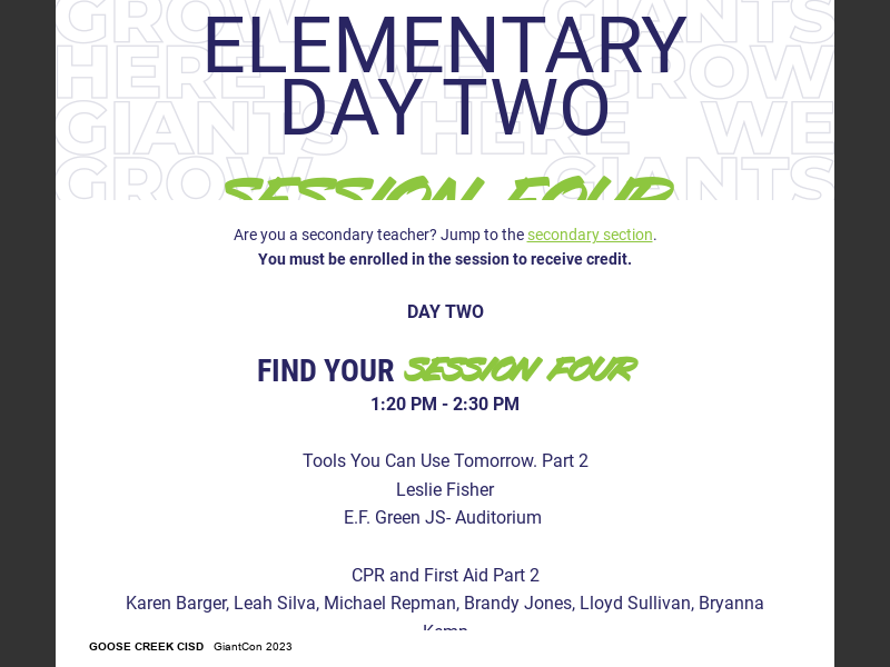 GiantCon 2023Elementary Day Two Session Four