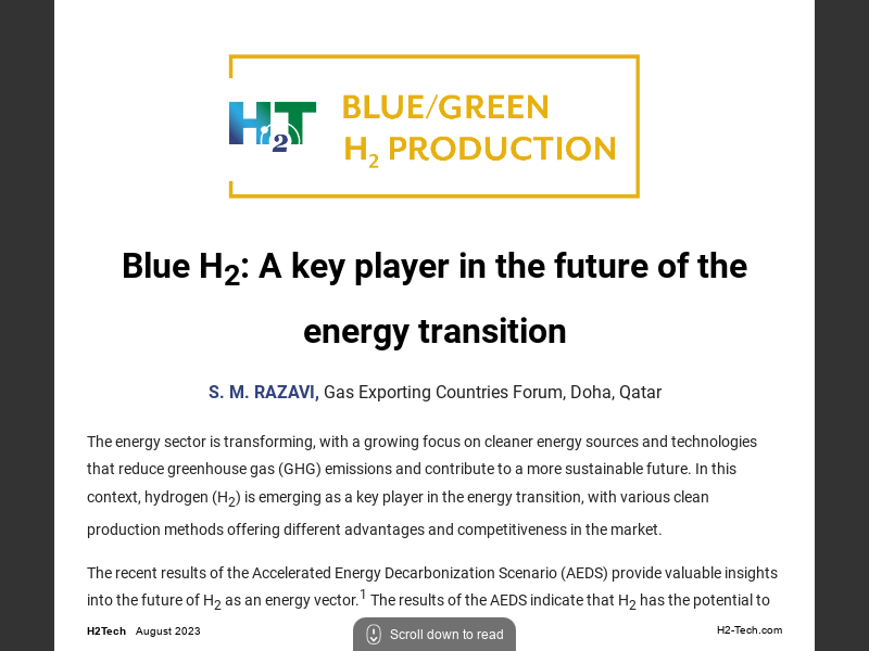 August 2023COLUMN—Blue/Green H2 Production (Razavi, Gas Exporting Countries Forum)