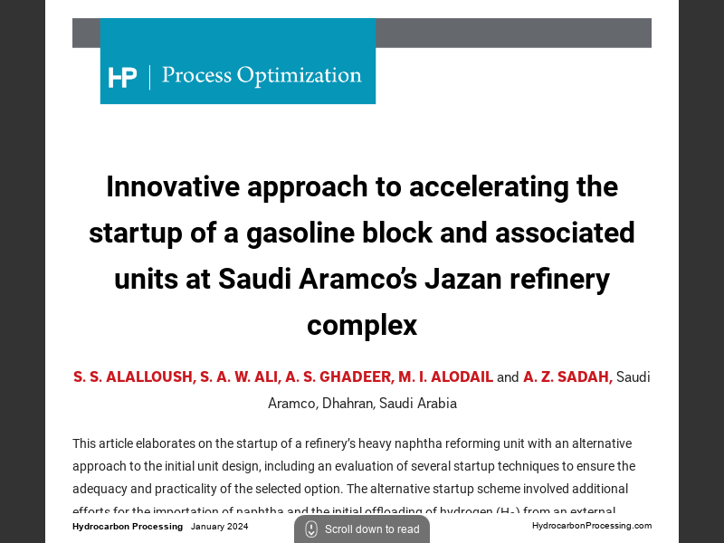 January 2024Process Optimization—Alalloush (Saudi Aramco)