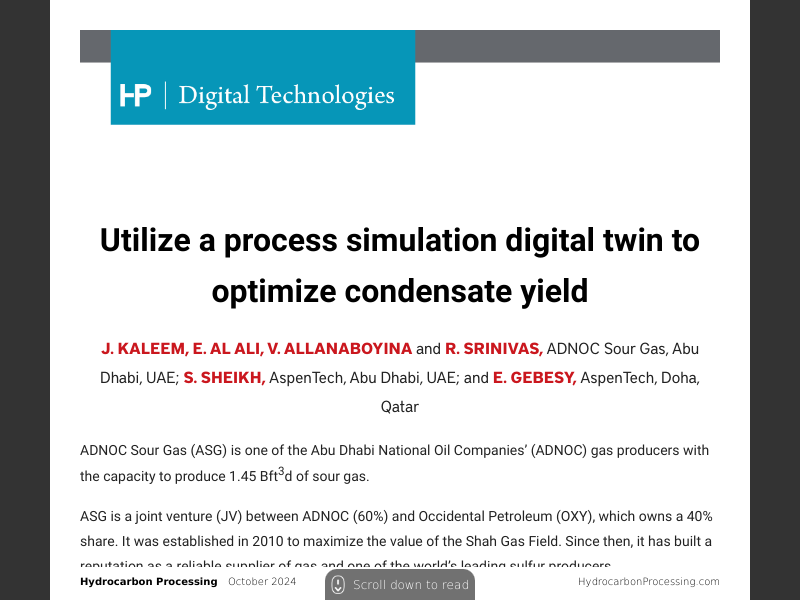 October 2024Digital Technologies—Kaleem (ADNOC Sour Gas, AspenTech)
