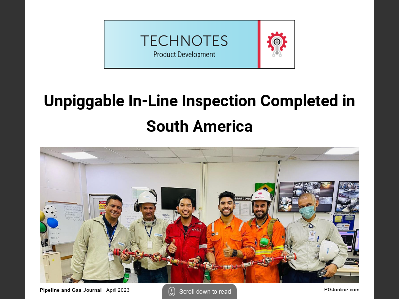 April 2023Technotes—Unpiggable In-Line Inspection