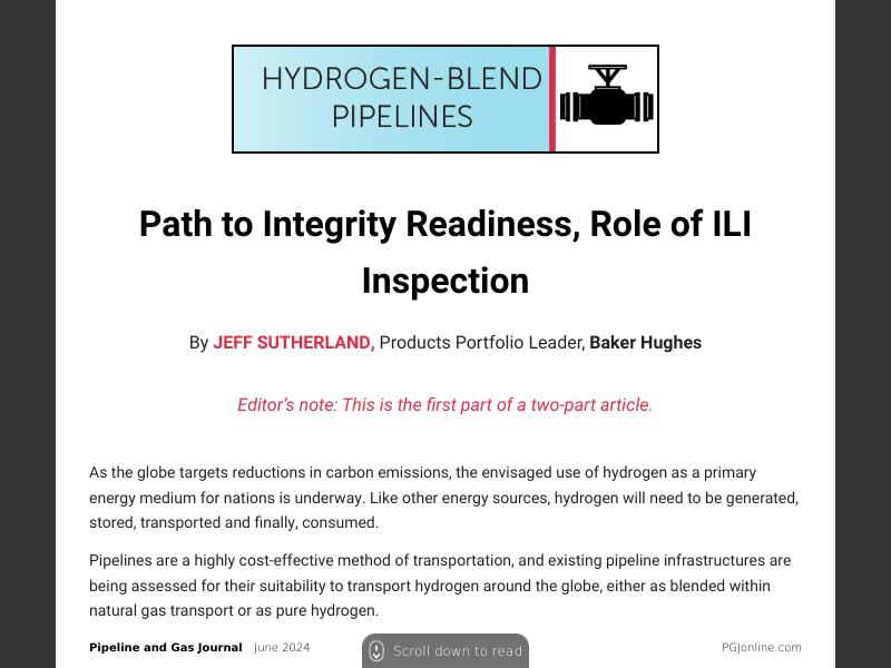 June 2024Hydrogen-Blend Pipelines—Path to Integrity