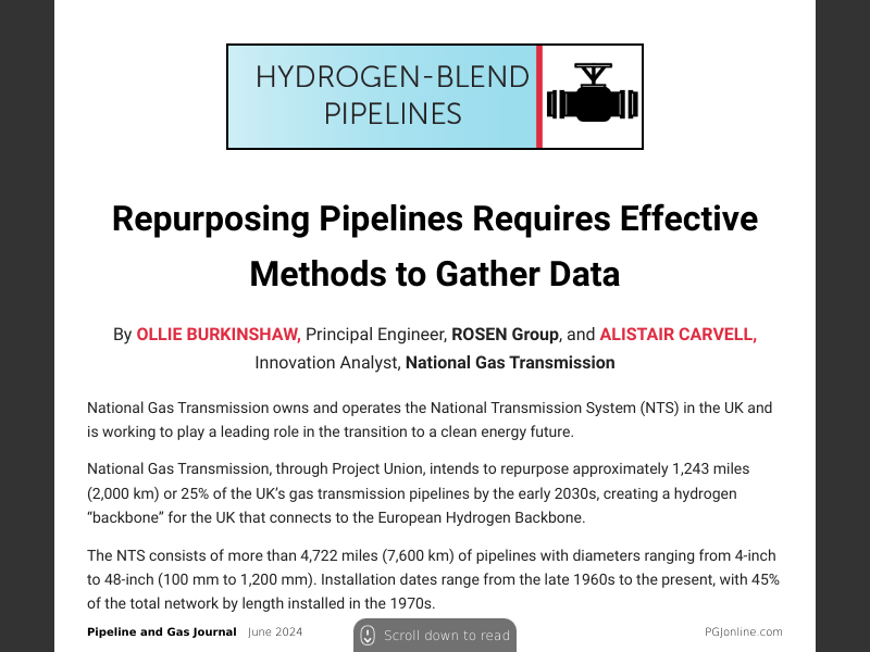 June 2024Hydrogen-Blend Pipelines—Repurposing Pipelines