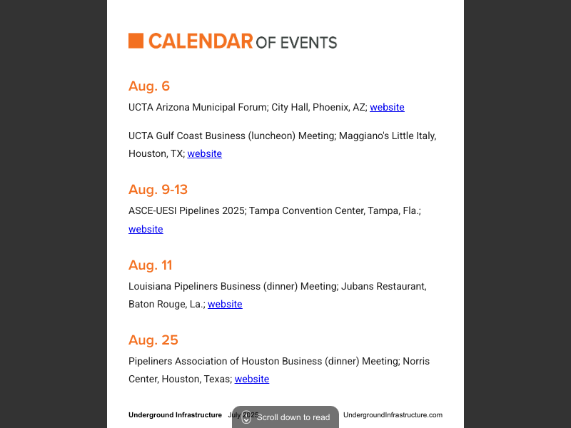 July 2025Calendar of Events